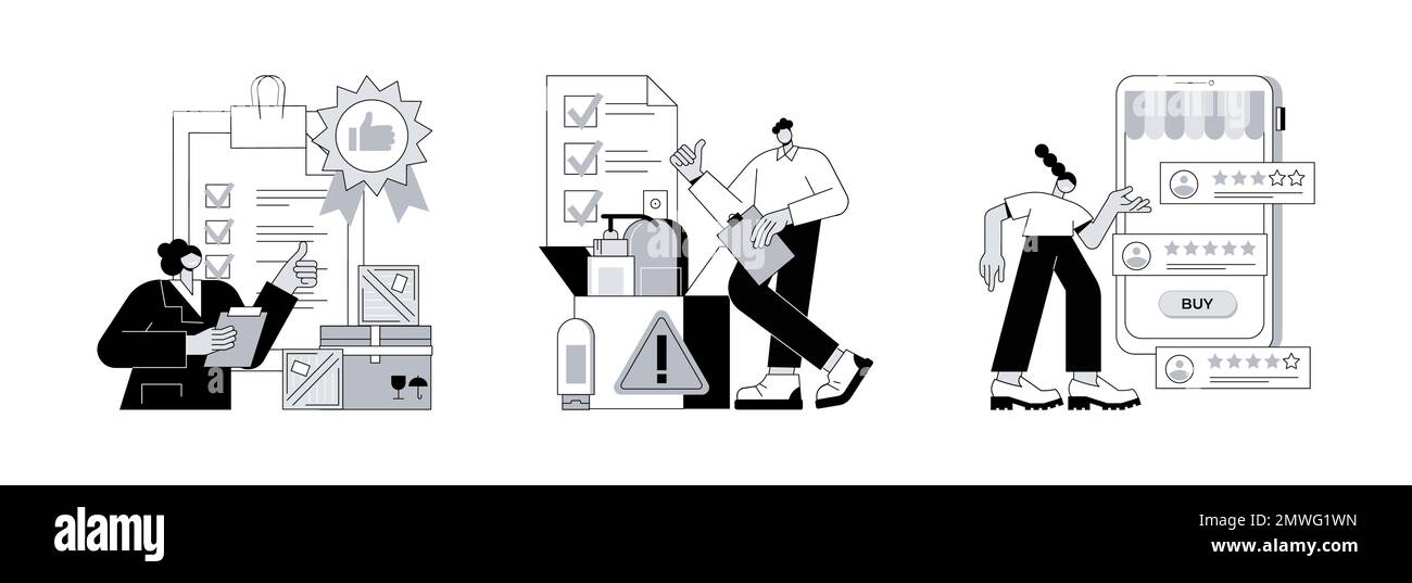 Customer satisfaction abstract concept vector illustration set. Product ...