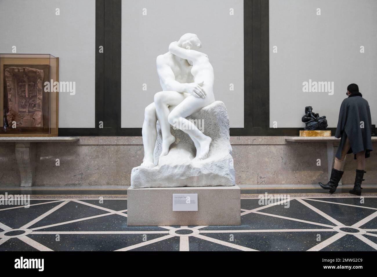 In this Wednesday, Feb. 1, 2017, photo, a copy of Rodin's "The Kiss ...