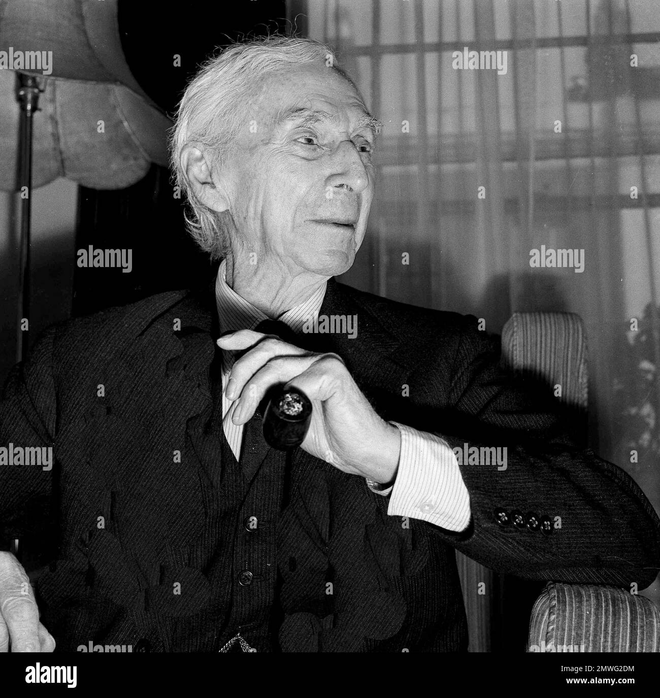 Peace-loving Lord Bertrand Russell is pictured at his home in London ...