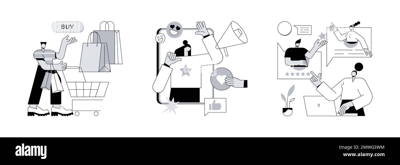 Marketing research abstract concept vector illustration set. Purchasing ...