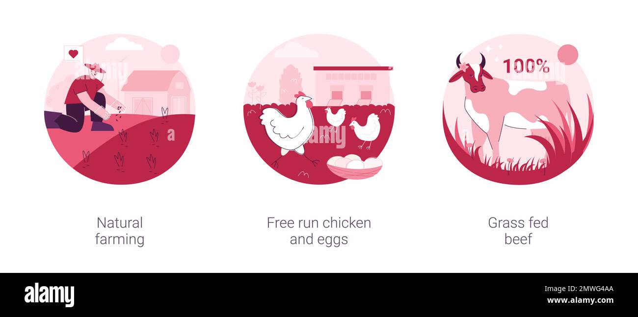 Ecological farming abstract concept vector illustration set. Natural ...