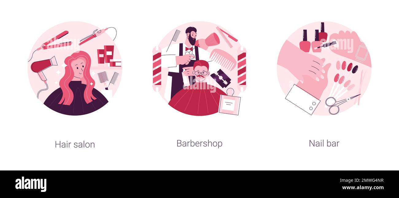 Beauty salon abstract concept vector illustration set. Hair salon ...