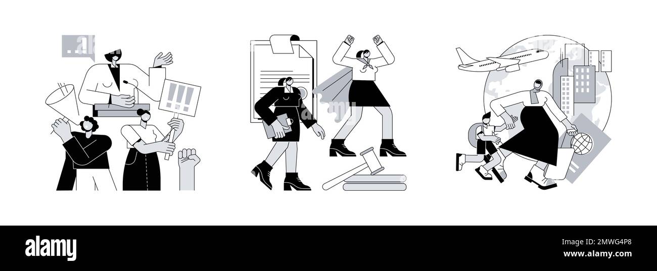 Gender equality abstract concept vector illustration set. Participation ...