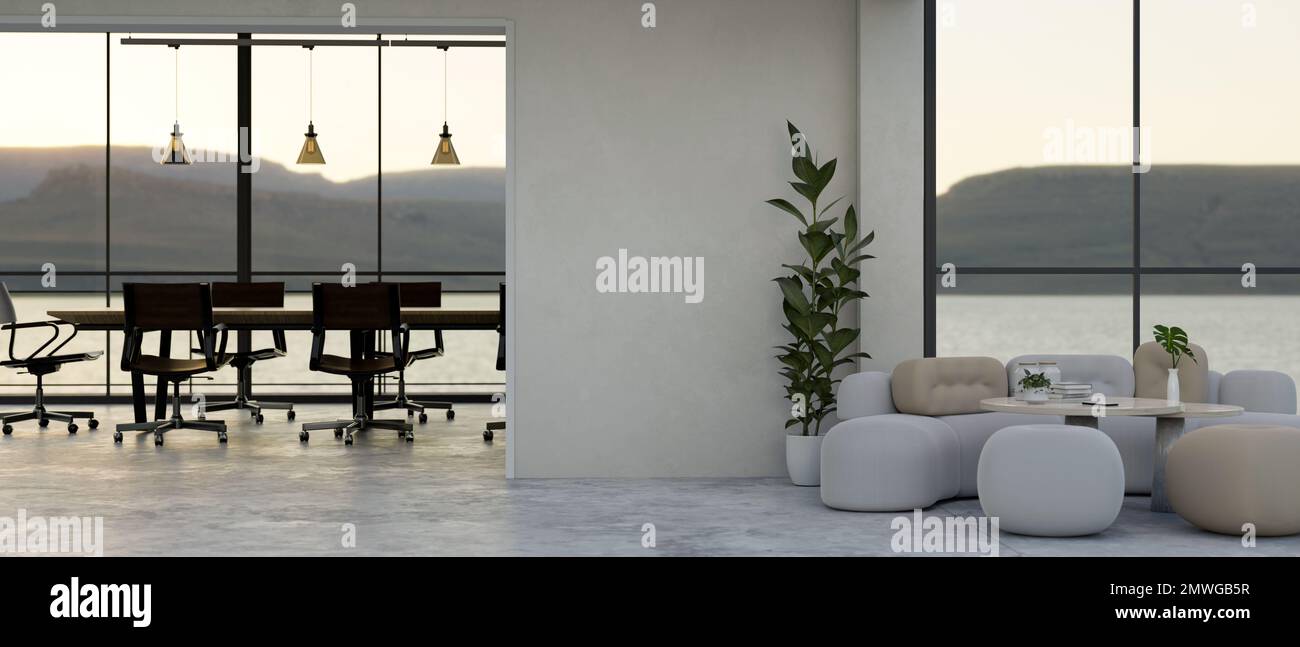 Modern and comfortable company office interior design with formal ...