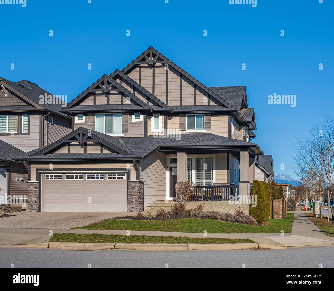 Real Estate Exterior Front House. Big custom made luxury house with ...