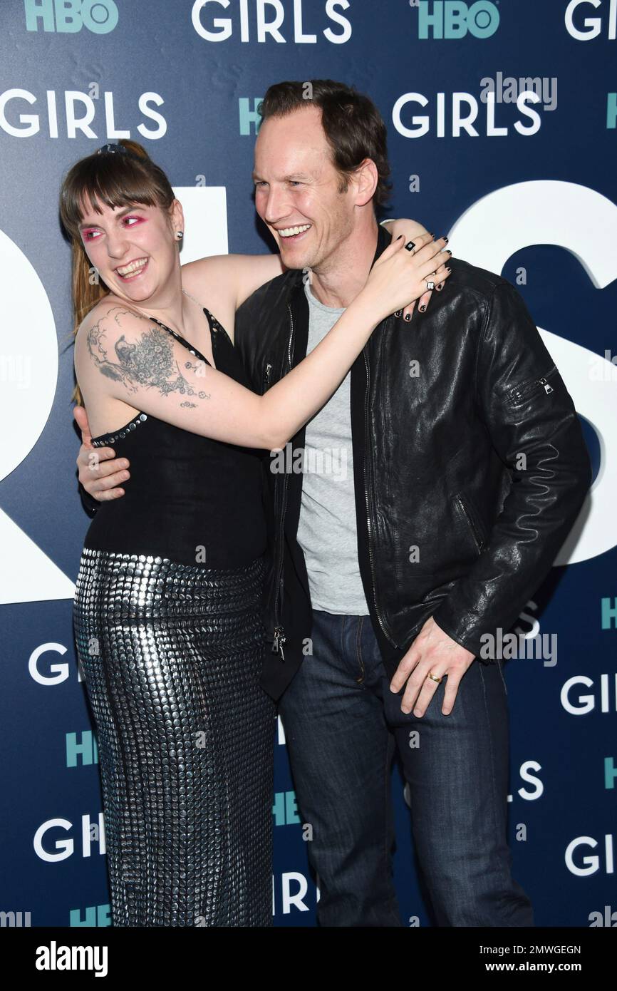 Lena Dunham and Patrick Wilson pose together at the premiere of HBO's ...