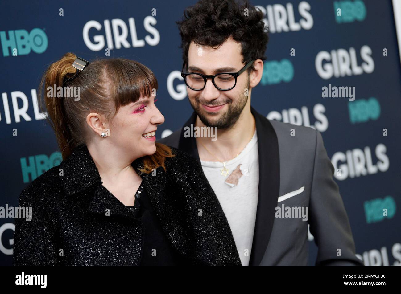 Actress Lena Dunham, left, and boyfriend, musician Jack Antonoff ...