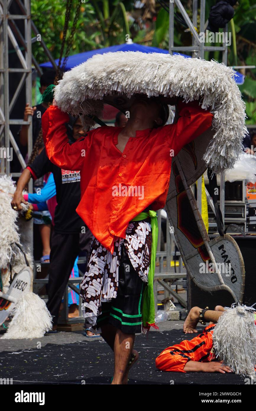 Indonesian performing Jaranan dance (kuda lumping, kuda kepang) dance ...