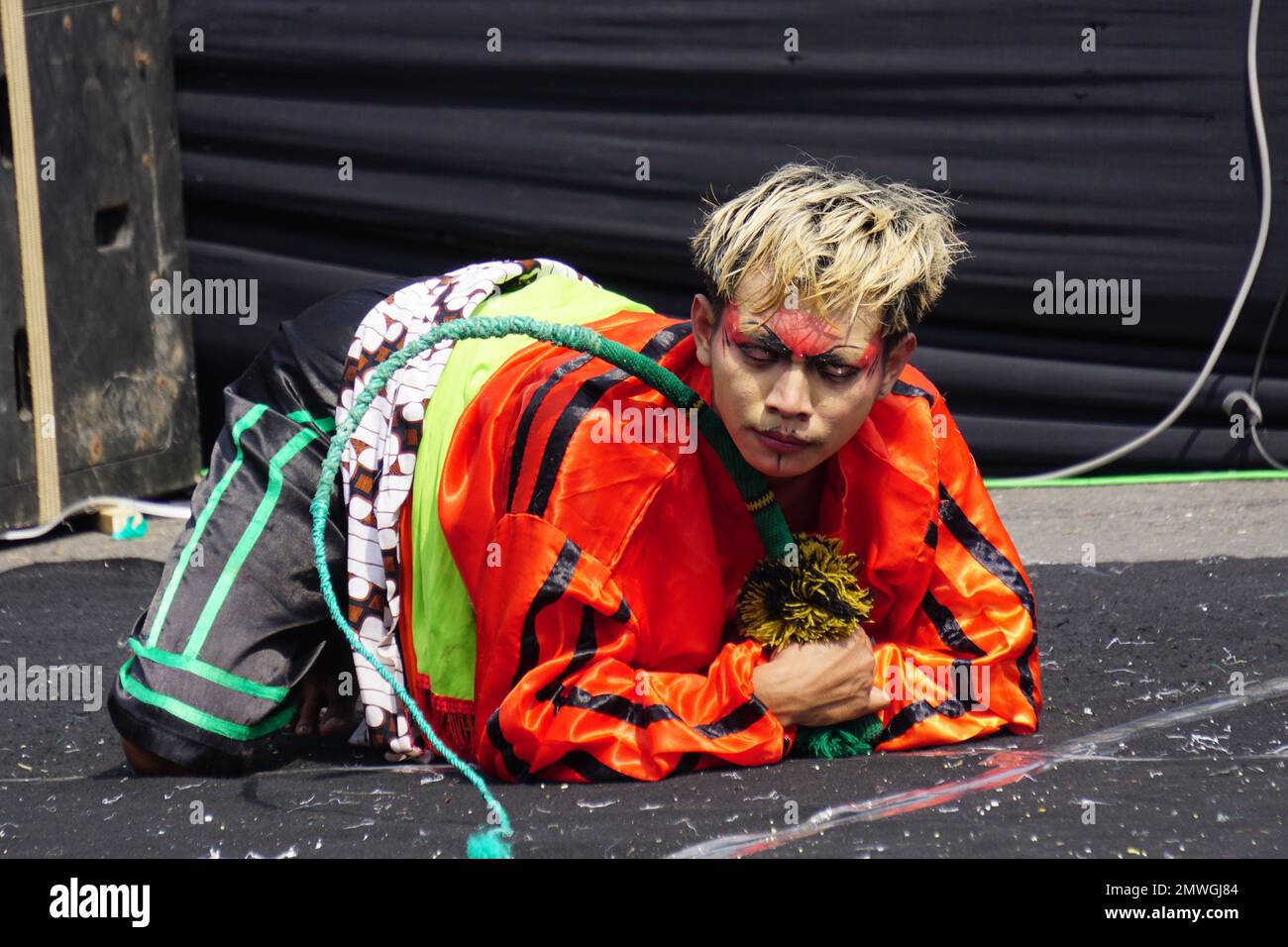 Indonesian performing Jaranan dance (kuda lumping, kuda kepang) dance ...