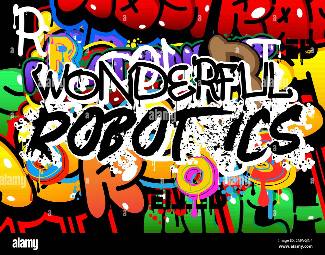 Wonderful Robotics. Graffiti tag. Abstract modern street art decoration ...