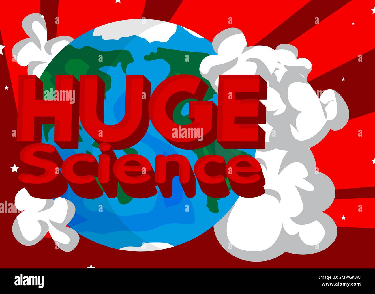 Planet Earth with Huge Science text. Cartoon Space, cosmos. Vector ...