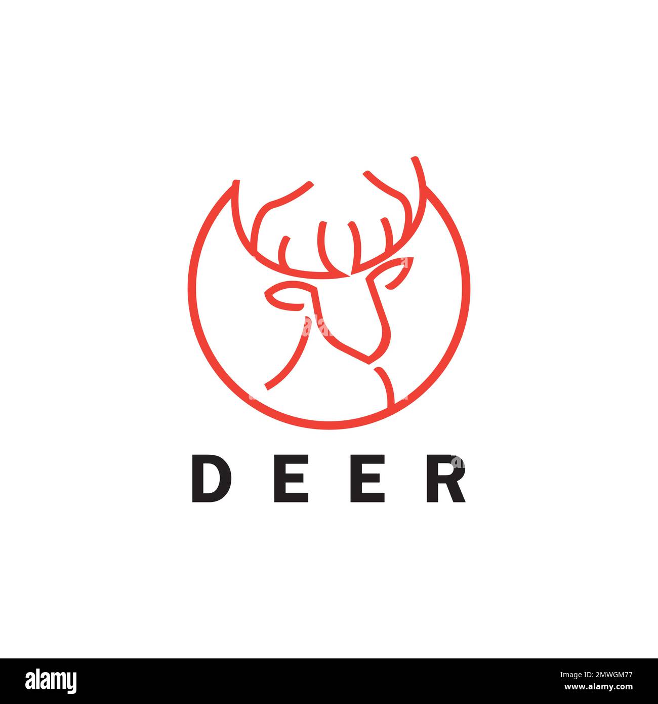 Deer monoline logo design vector template Stock Vector Image & Art - Alamy