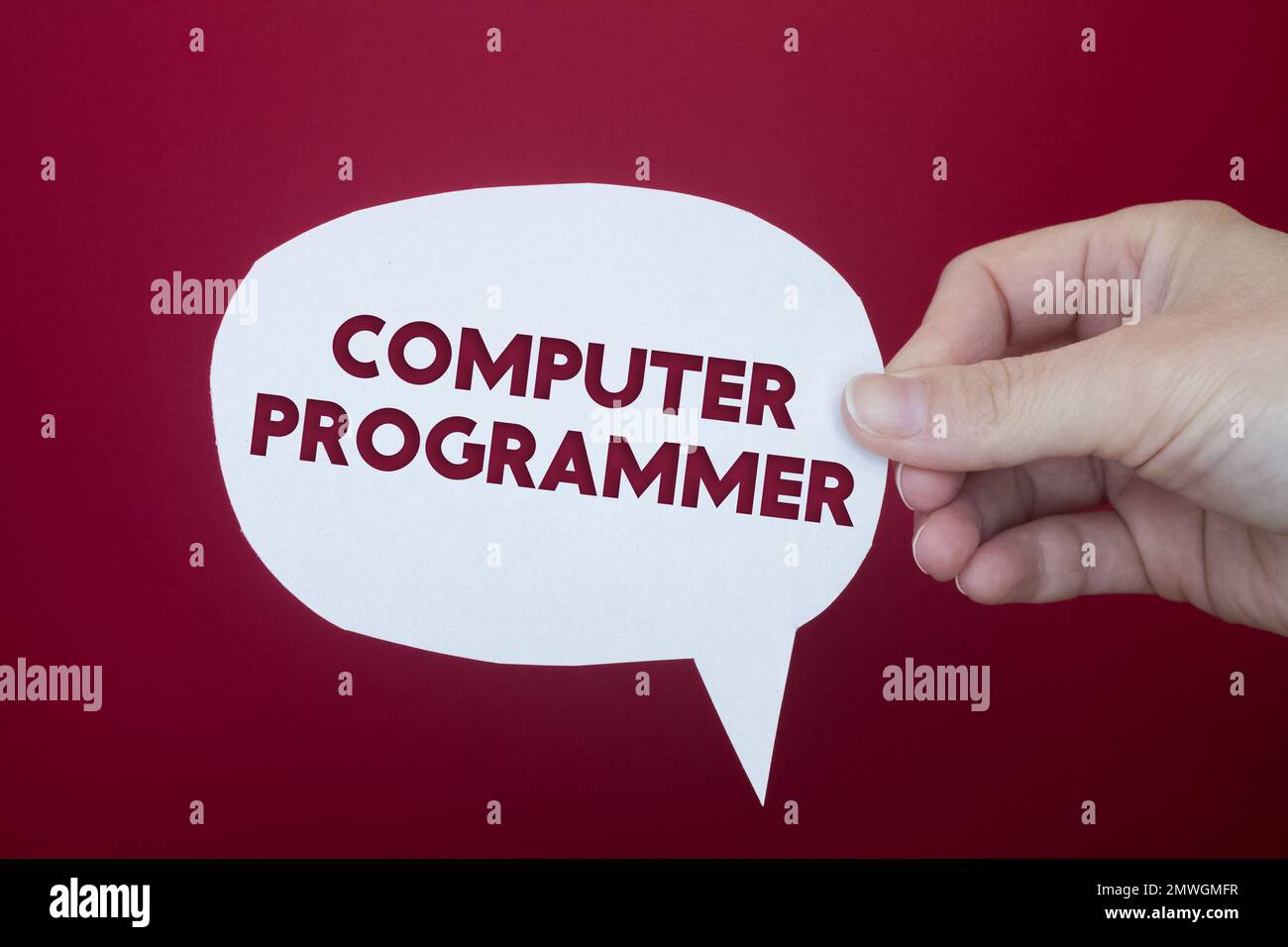 Speech bubble in front of colored background with Computer Programmer ...