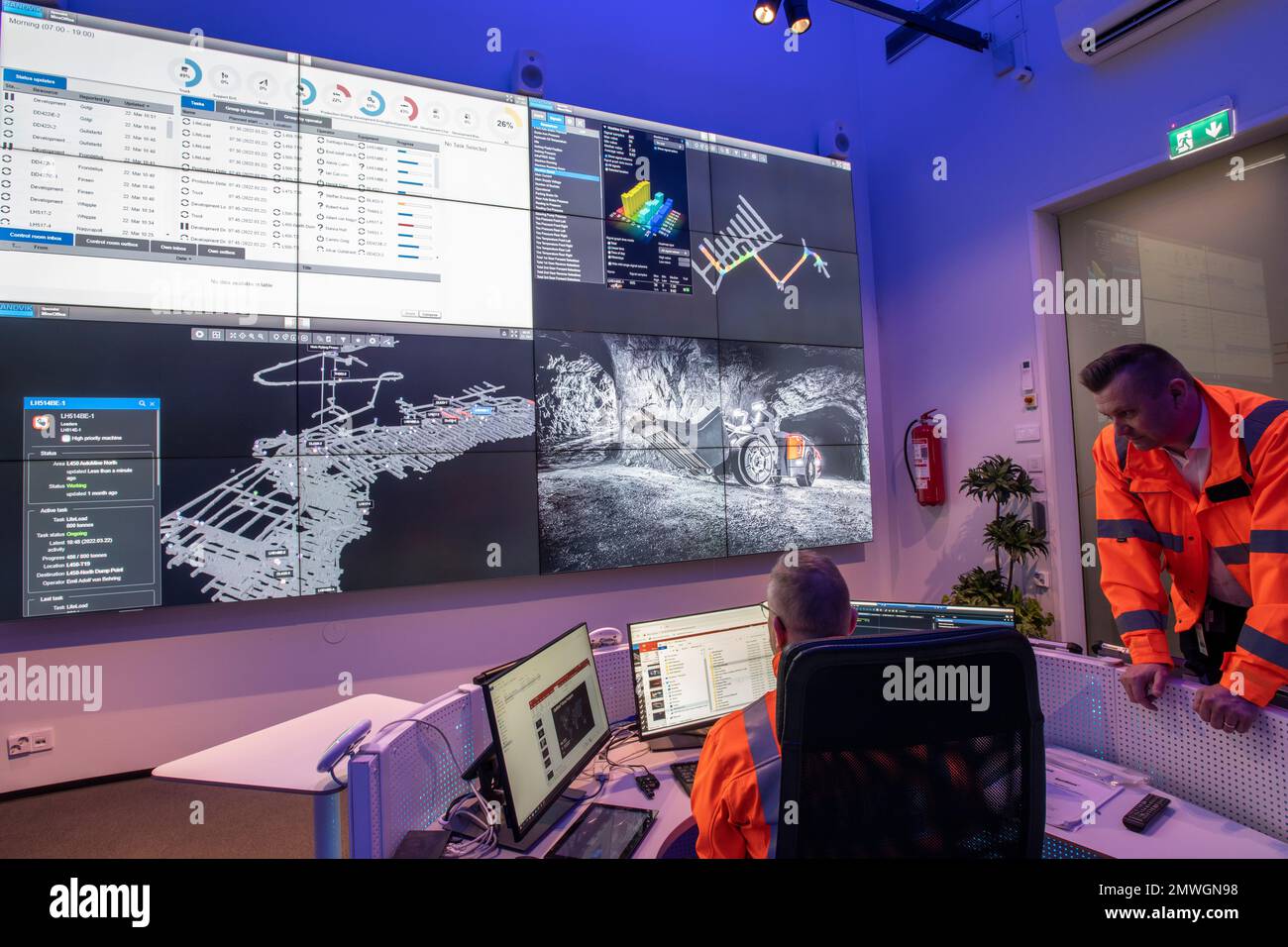 Control room of the Sandvik experimental test mine, Finland Stock Photo ...