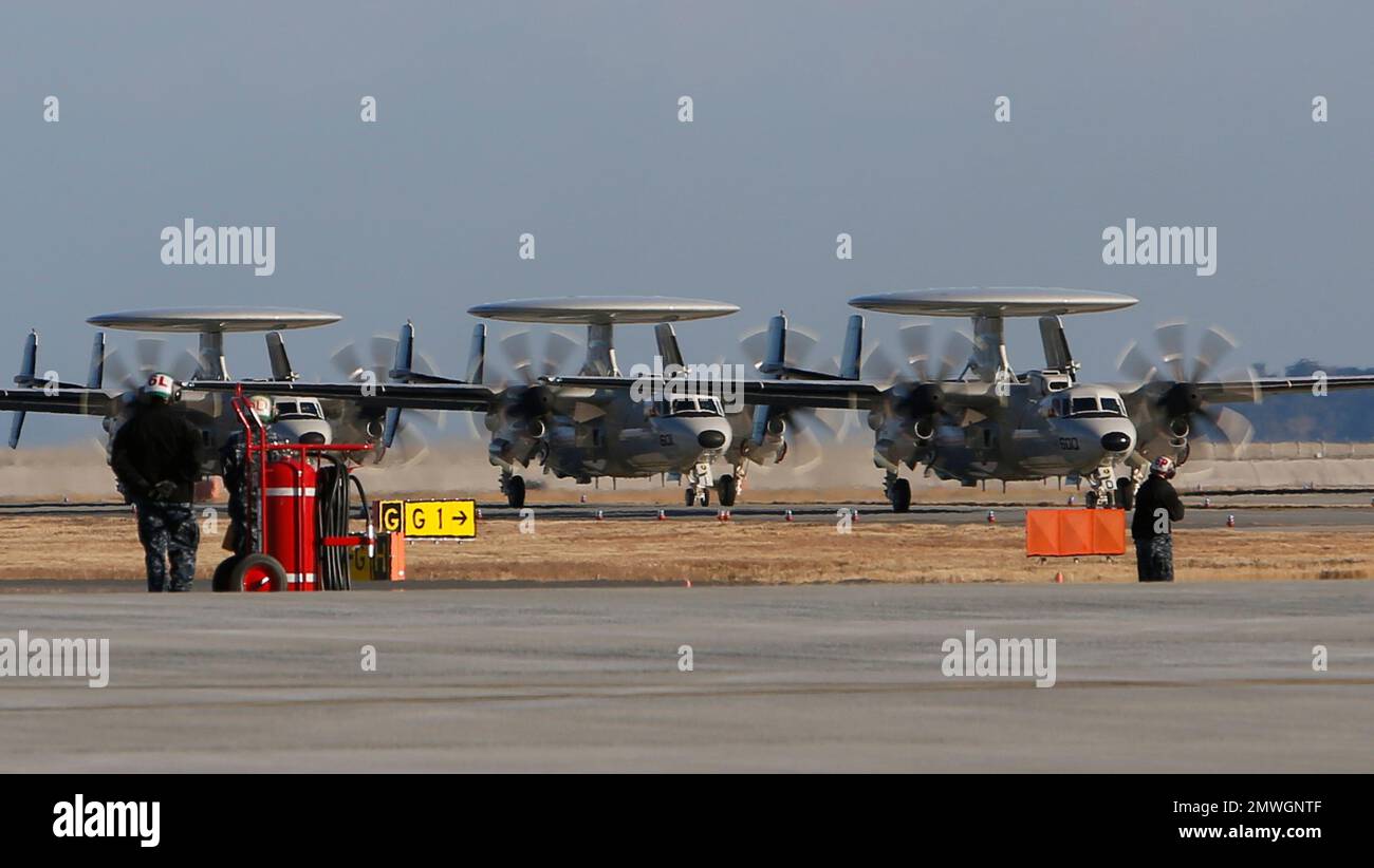 US Navy E-2D Advanced Hawkeye aircrafts taxi at Marine Corps Air ...