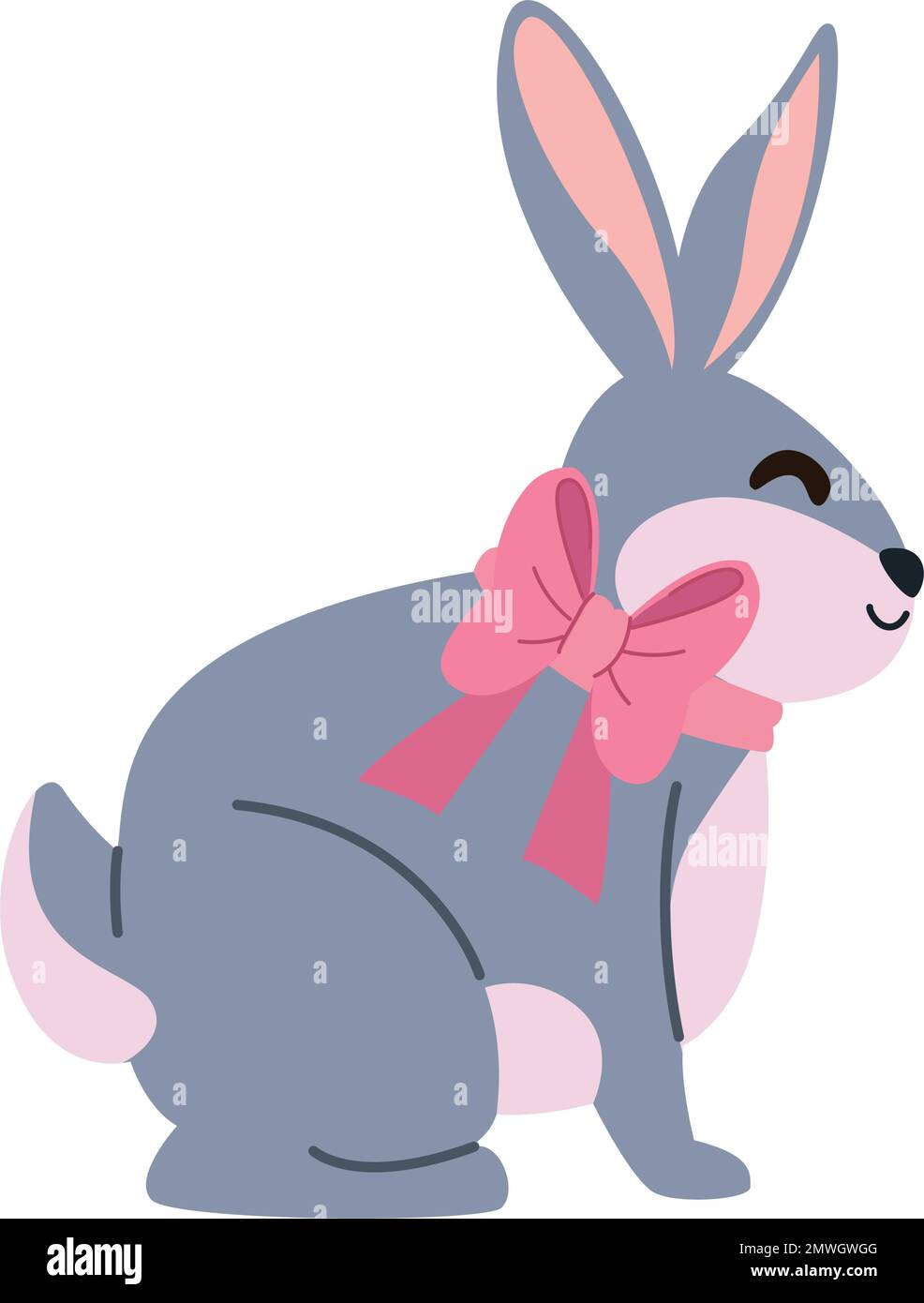 cute rabbit with bow Stock Vector Image & Art - Alamy