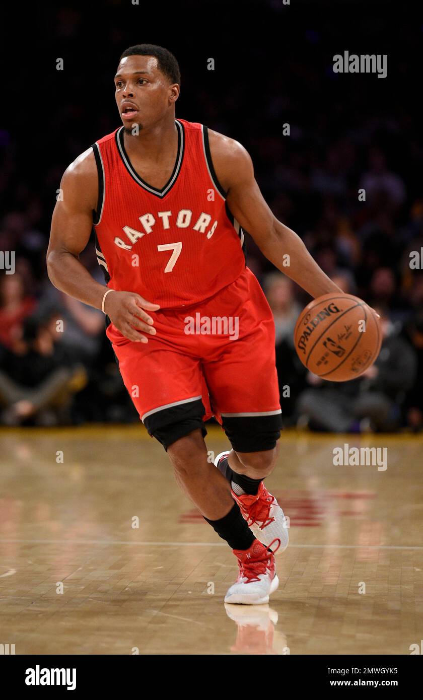 Toronto Raptors guard Kyle Lowry (7) in action against the Los Angeles ...
