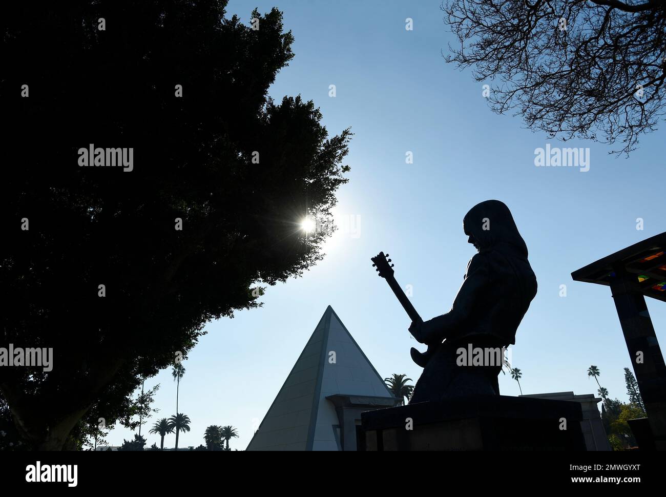 A silhouetted statue of Johnny Ramone of the legendary punk band The ...