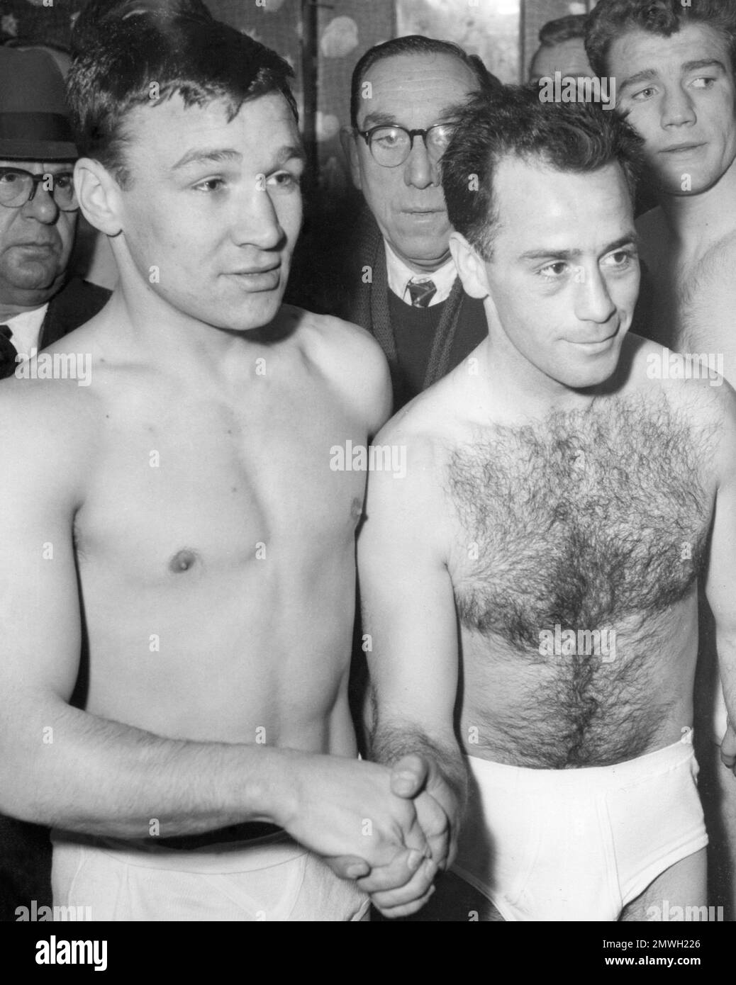 British lightweight champion Dave Charnley, left, and Frenchman Tony ...