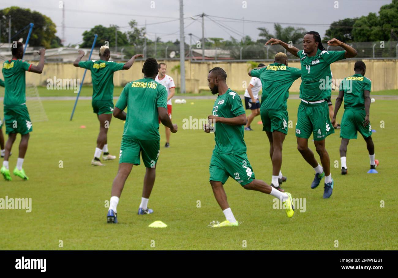 Burkina Faso's soccer team players attend a training session in ...