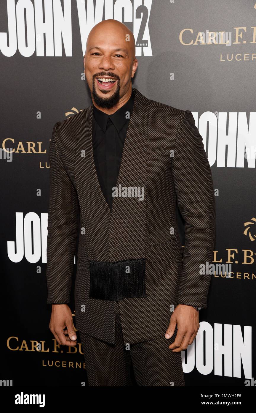 Common, a cast member in "John Wick: Chapter 2," poses at the premiere ...