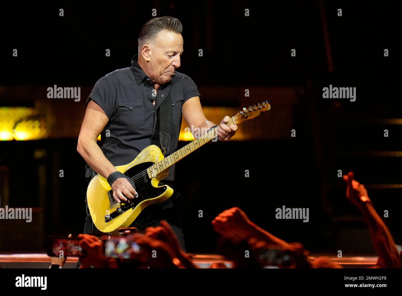 Singer Bruce Springsteen and the E Street Band perform during their ...