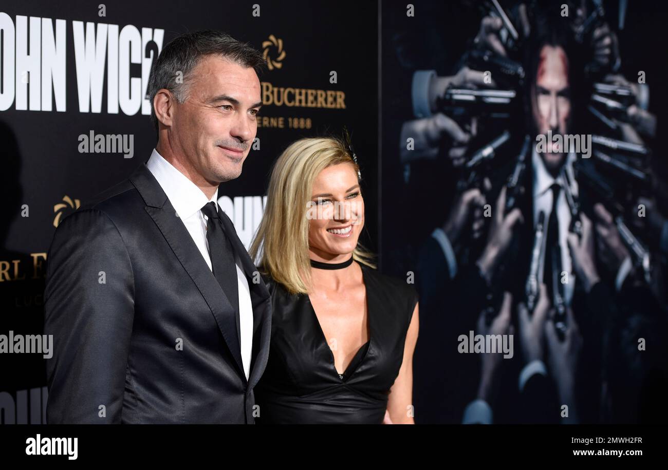Chad Stahelski, director of "John Wick: Chapter 2," poses with Heidi ...