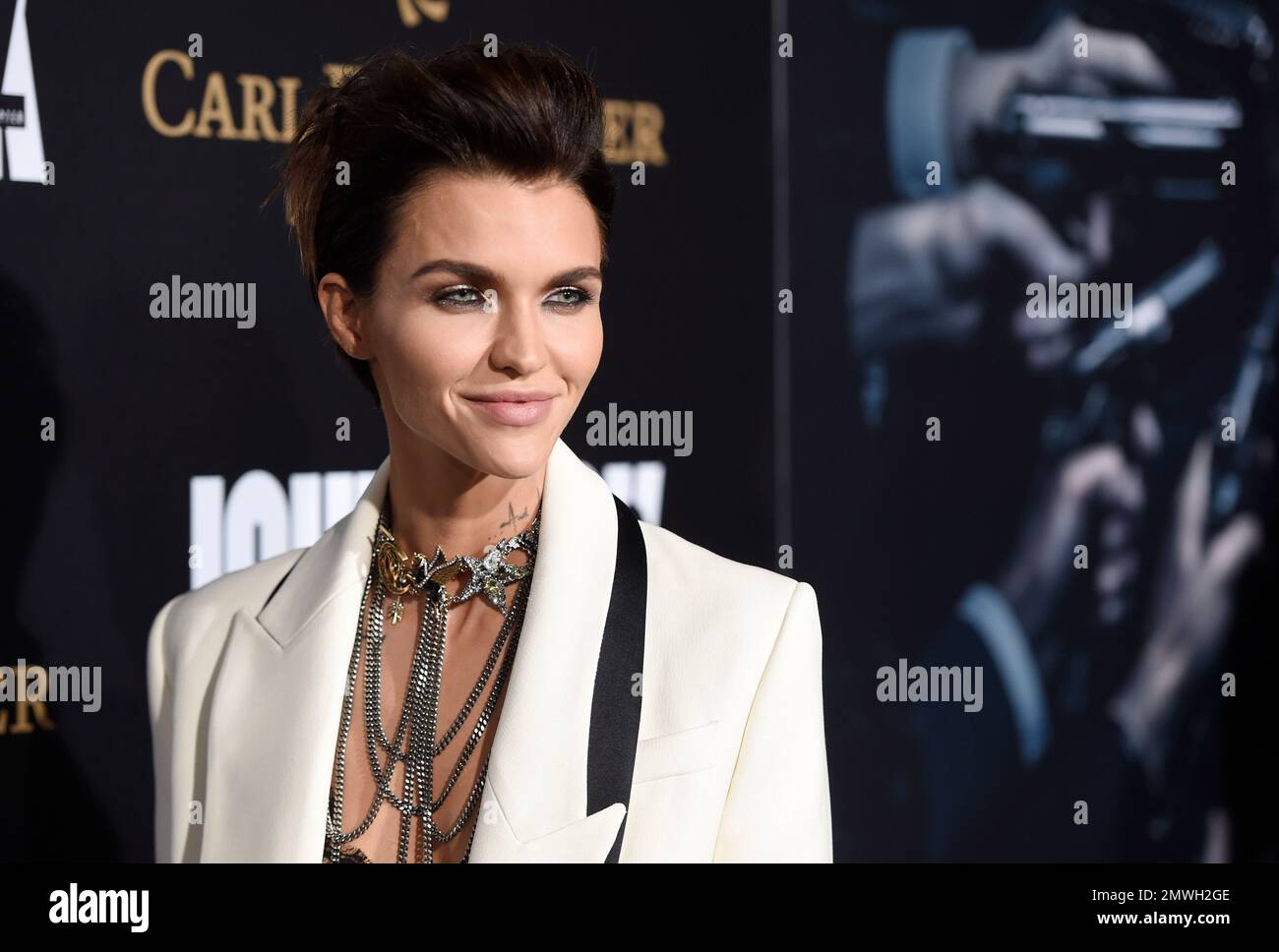 Ruby Rose, a cast member in "John Wick: Chapter 2," poses at the ...