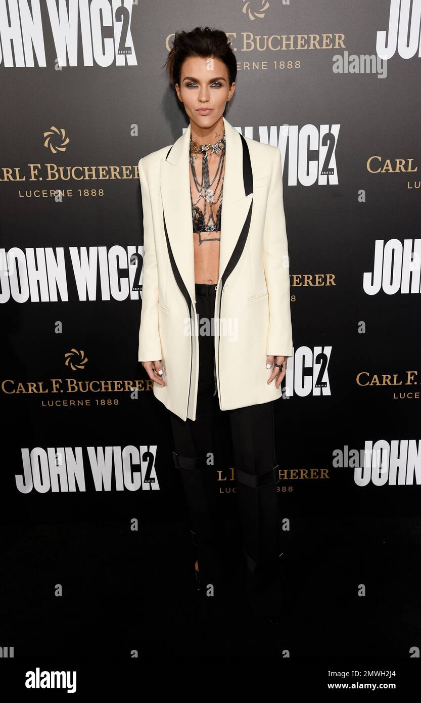 Ruby Rose, a cast member in "John Wick: Chapter 2," poses at the ...