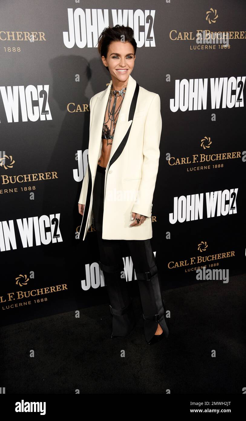 Ruby Rose, a cast member in "John Wick: Chapter 2," poses at the ...
