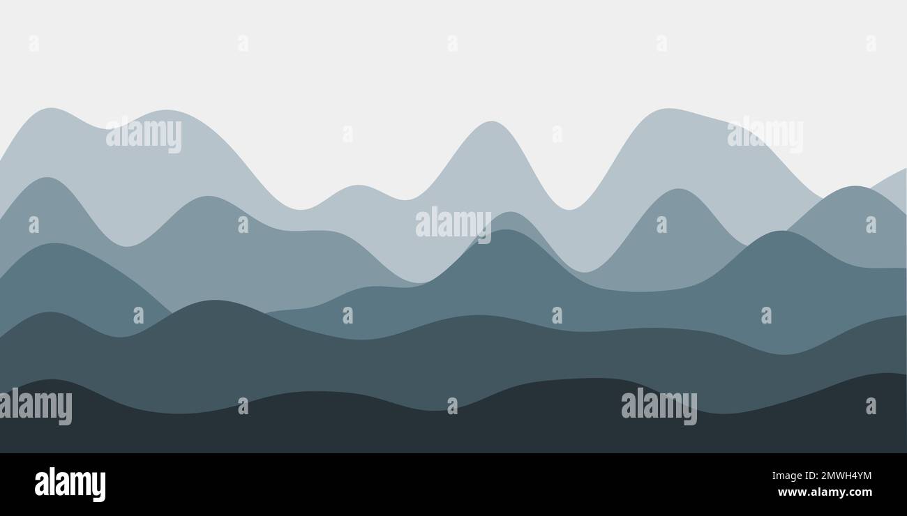 Abstract blue grey hills background. Colorful waves authentic vector ...