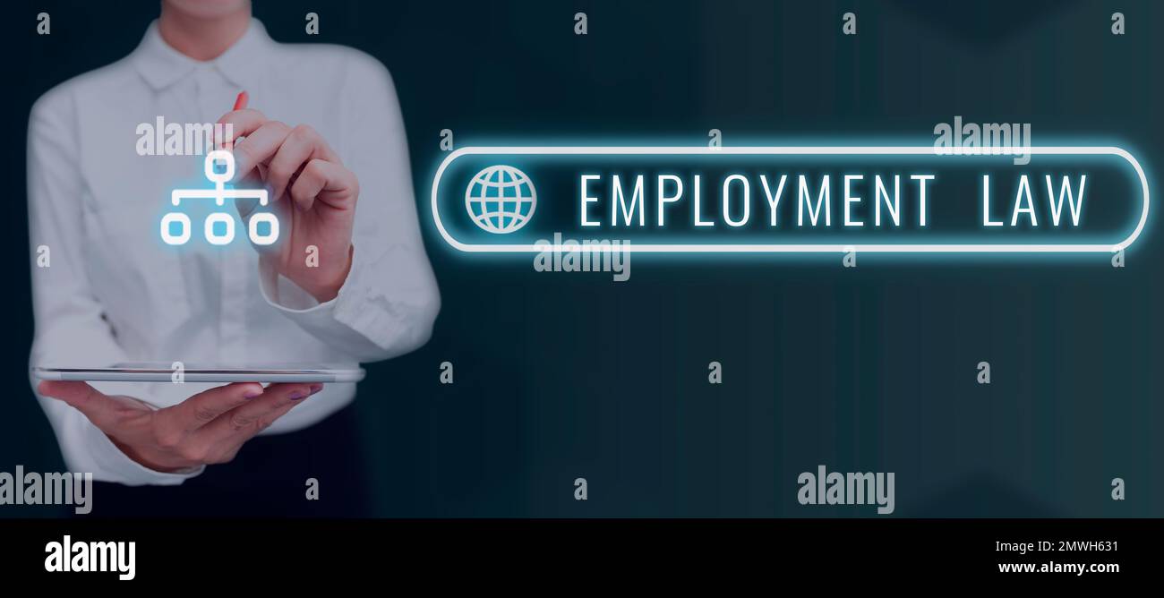 Text sign showing Employment Law. Business idea deals with legal rights ...