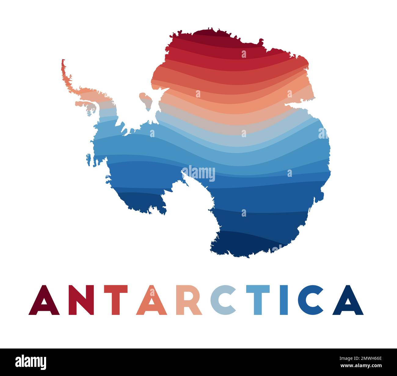 Antarctica map. Map of the continent with beautiful geometric waves in ...