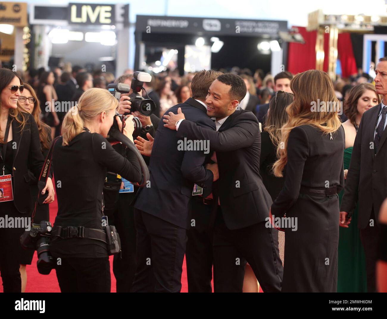 John Legend, left, and Chrissy Teigen arrive at the 23rd annual Screen ...