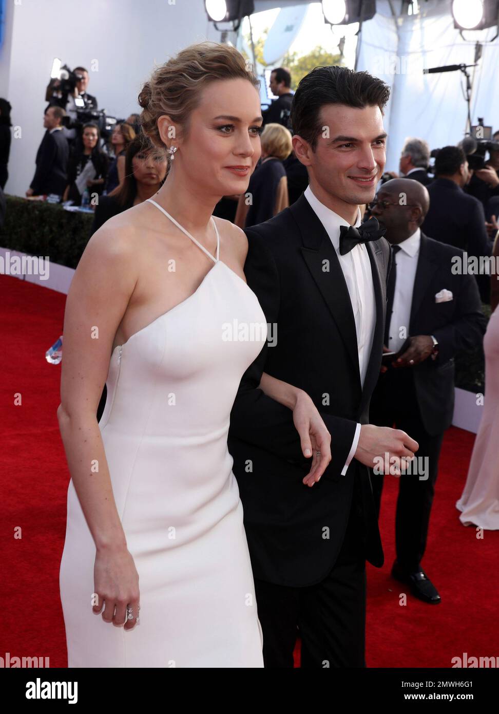 Brie Larson, left, and Alex Greenwald arrives at the 23rd annual Screen ...