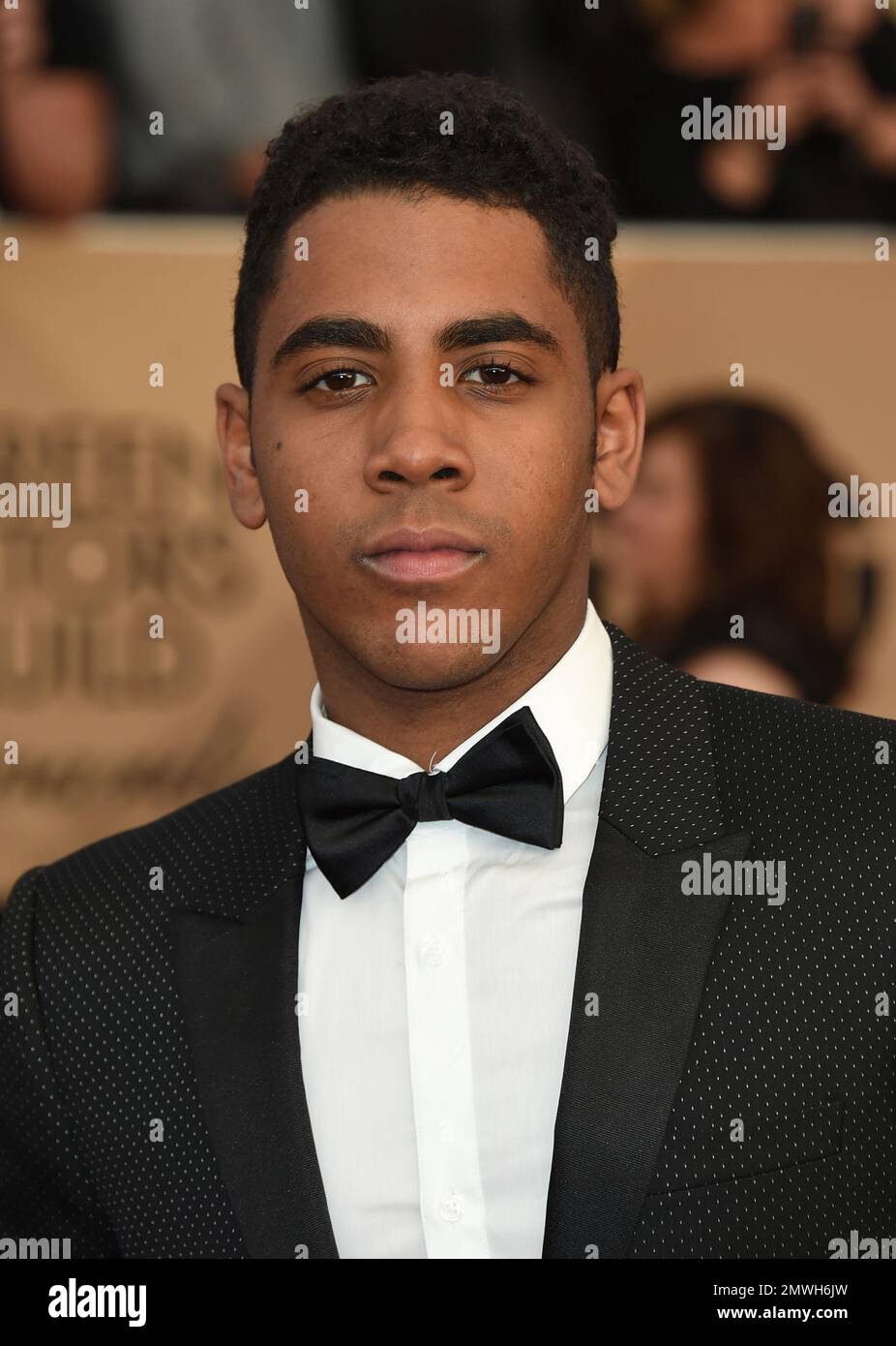 Jharrel Jerome arrives at the 23rd annual Screen Actors Guild Awards at ...