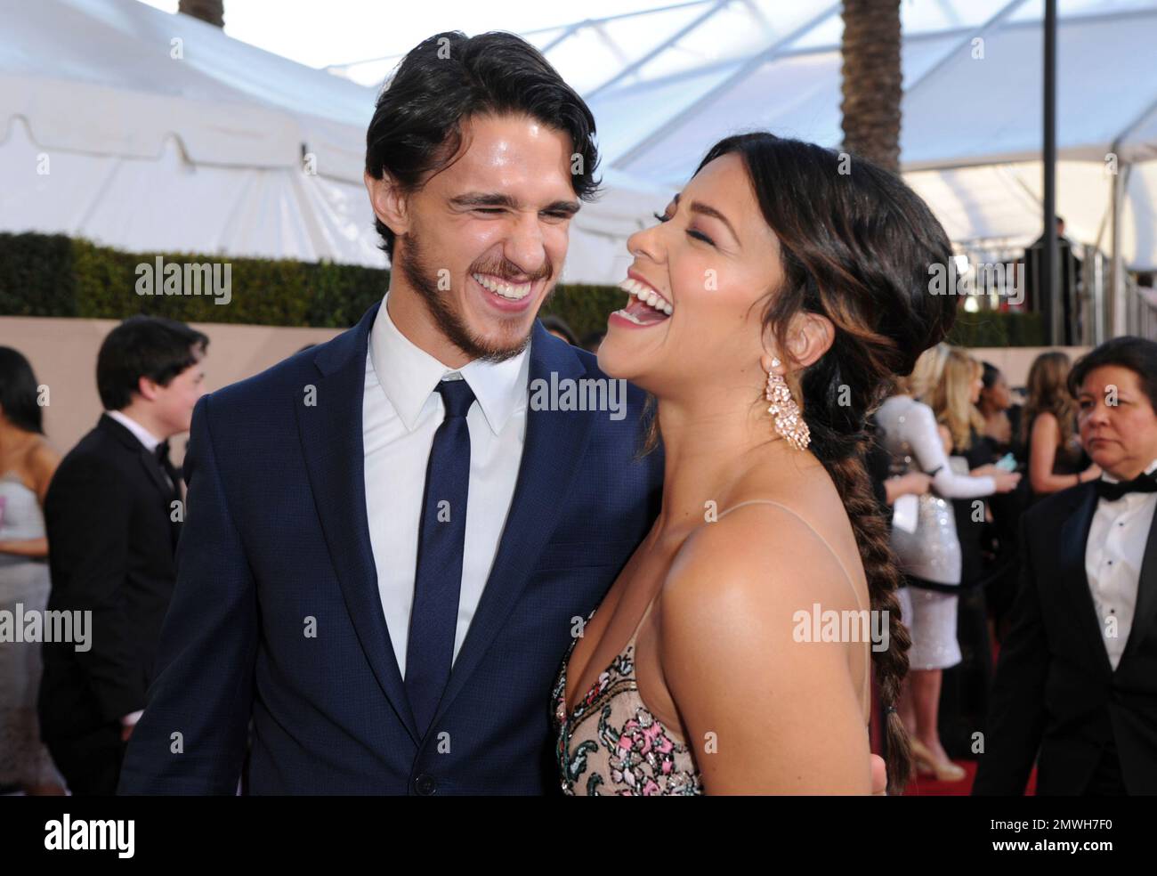 Joe LoCicero, left, and Gina Rodriguez arrive at the 23rd annual Screen ...