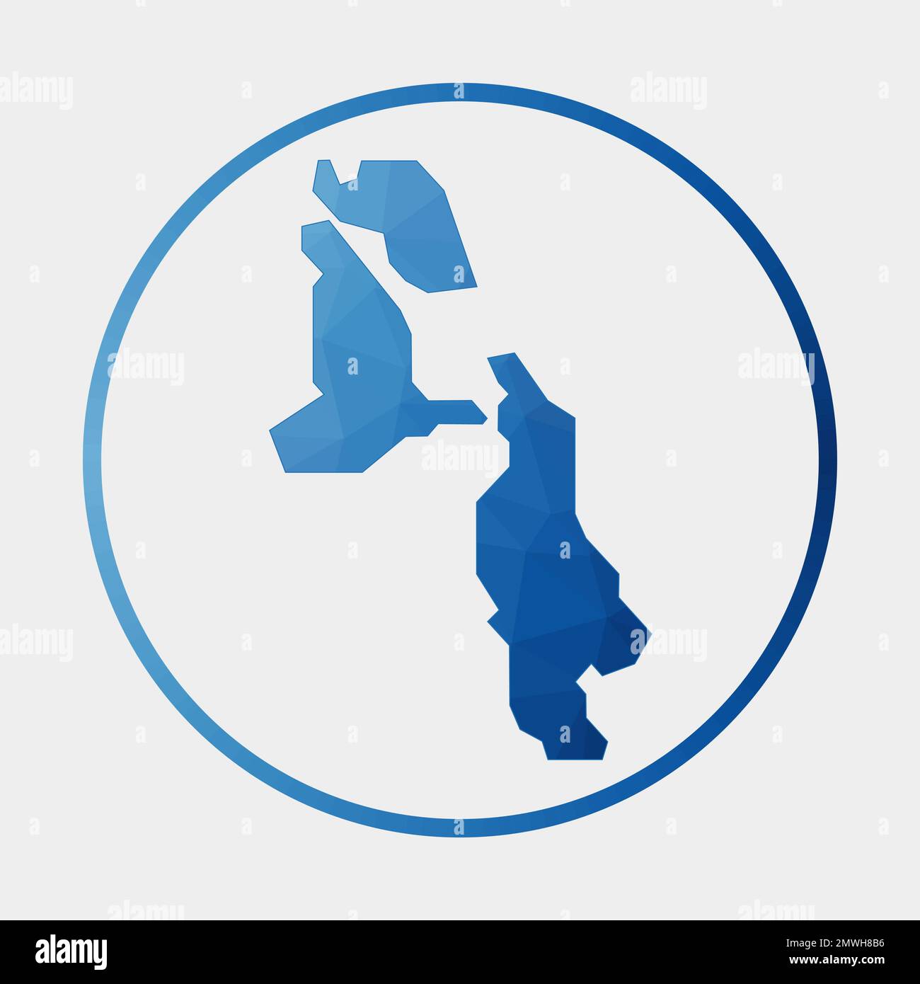 Pig Beach icon. Polygonal map of the island in gradient ring. Round low ...
