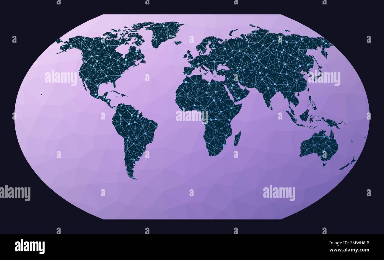 World Map Connection Kavrayskiy Vii Pseudocylindrical Projection World Network Map Wired