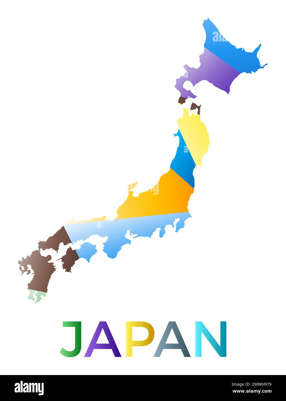 Colored map of japan Stock Vector Images - Alamy