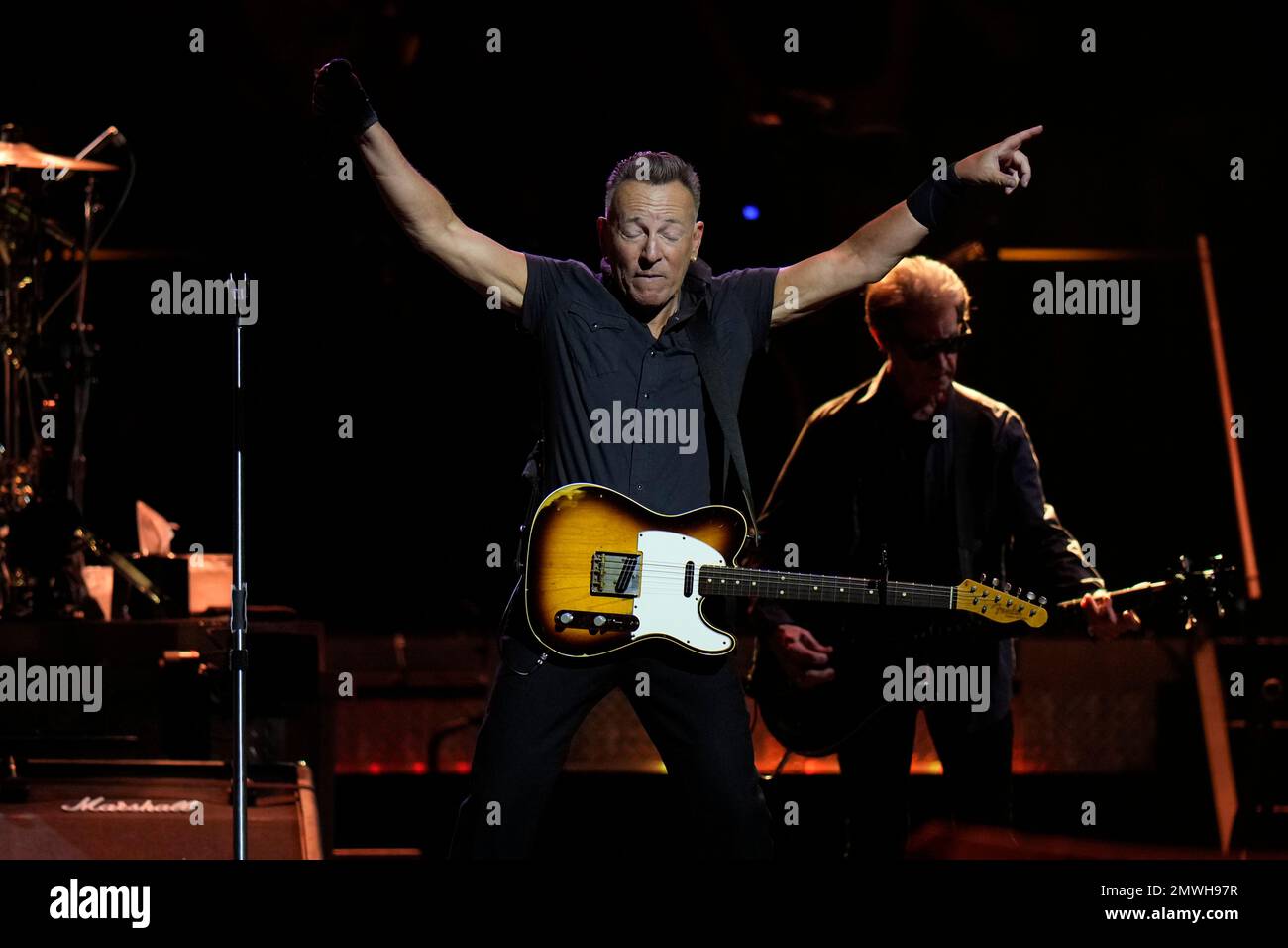 Singer Bruce Springsteen and the E Street Band perform during their ...