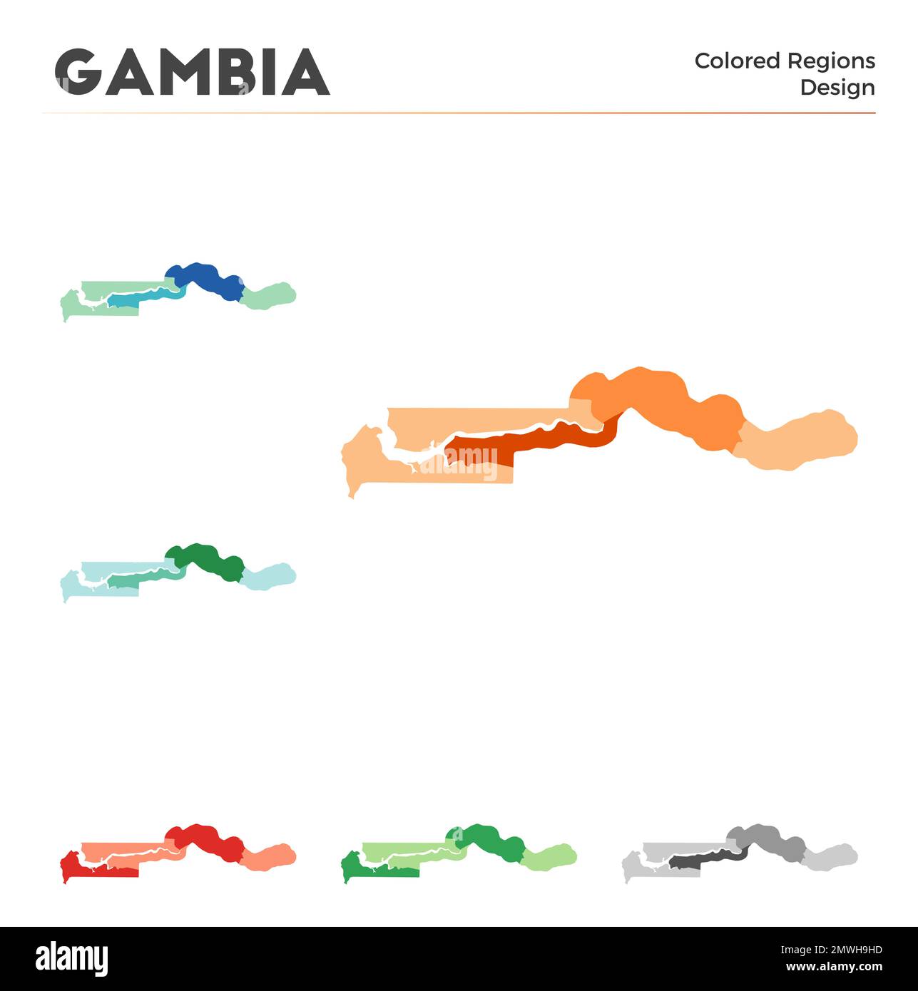 Gambia map collection. Borders of Gambia for your infographic. Colored ...