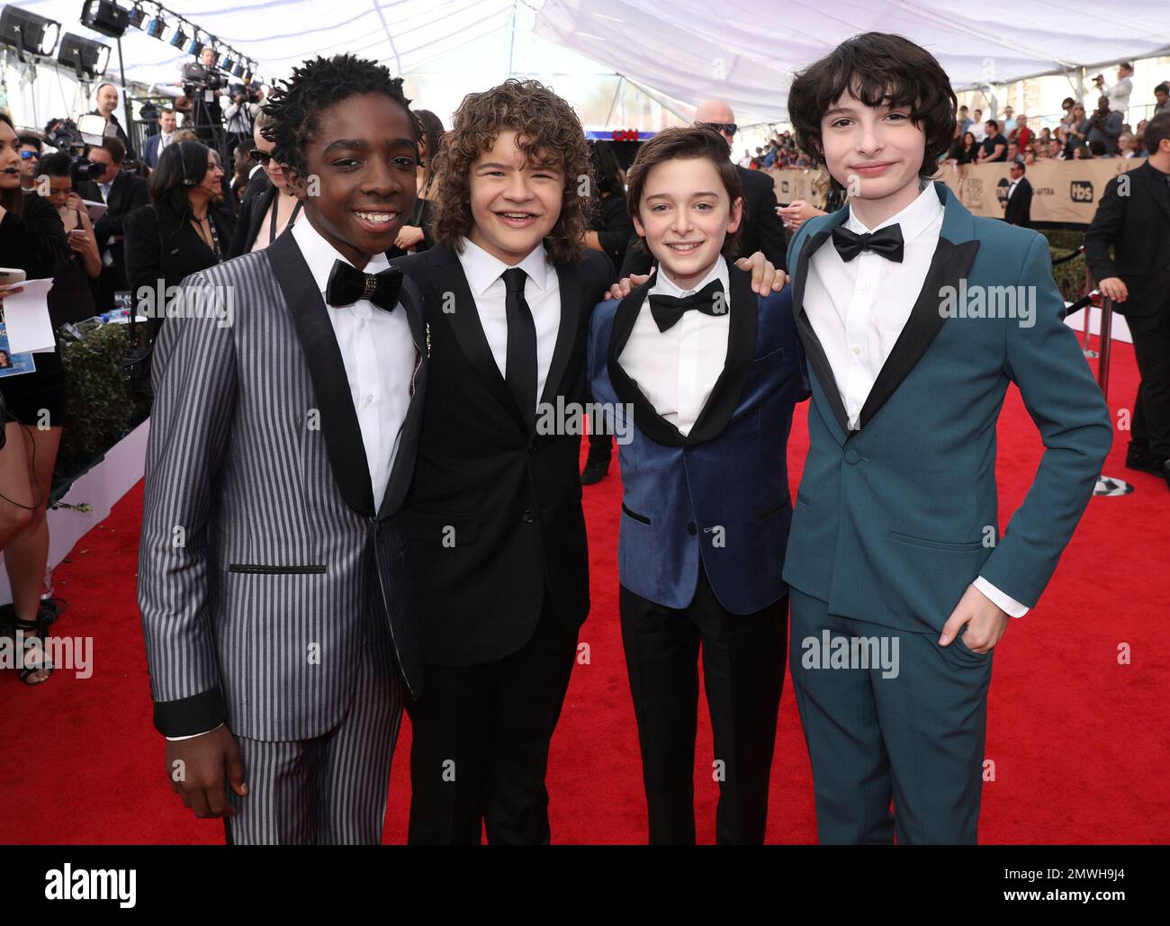 Caleb McLaughlin, from left, Gaten Matarazzo, Noah Schnapp and Finn ...