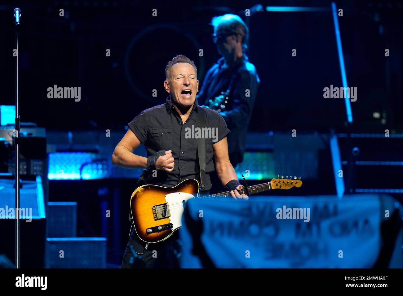 Singer Bruce Springsteen and the E Street Band perform during their ...