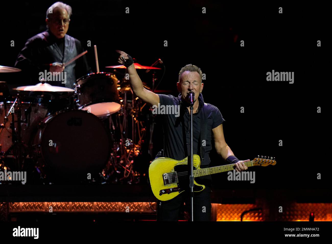 Singer Bruce Springsteen and the E Street Band perform during their ...