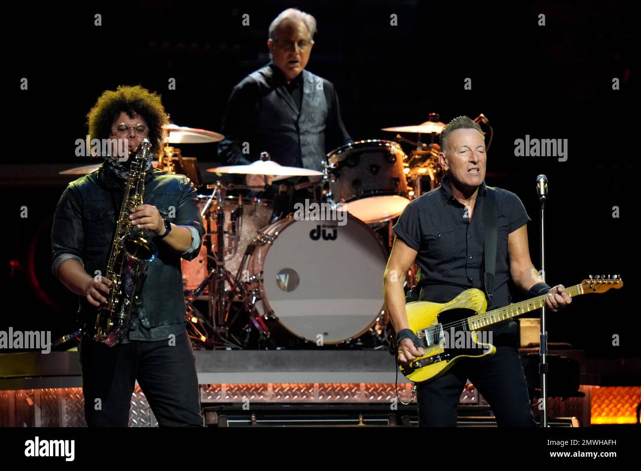 Singer Bruce Springsteen and the E Street Band perform during their ...