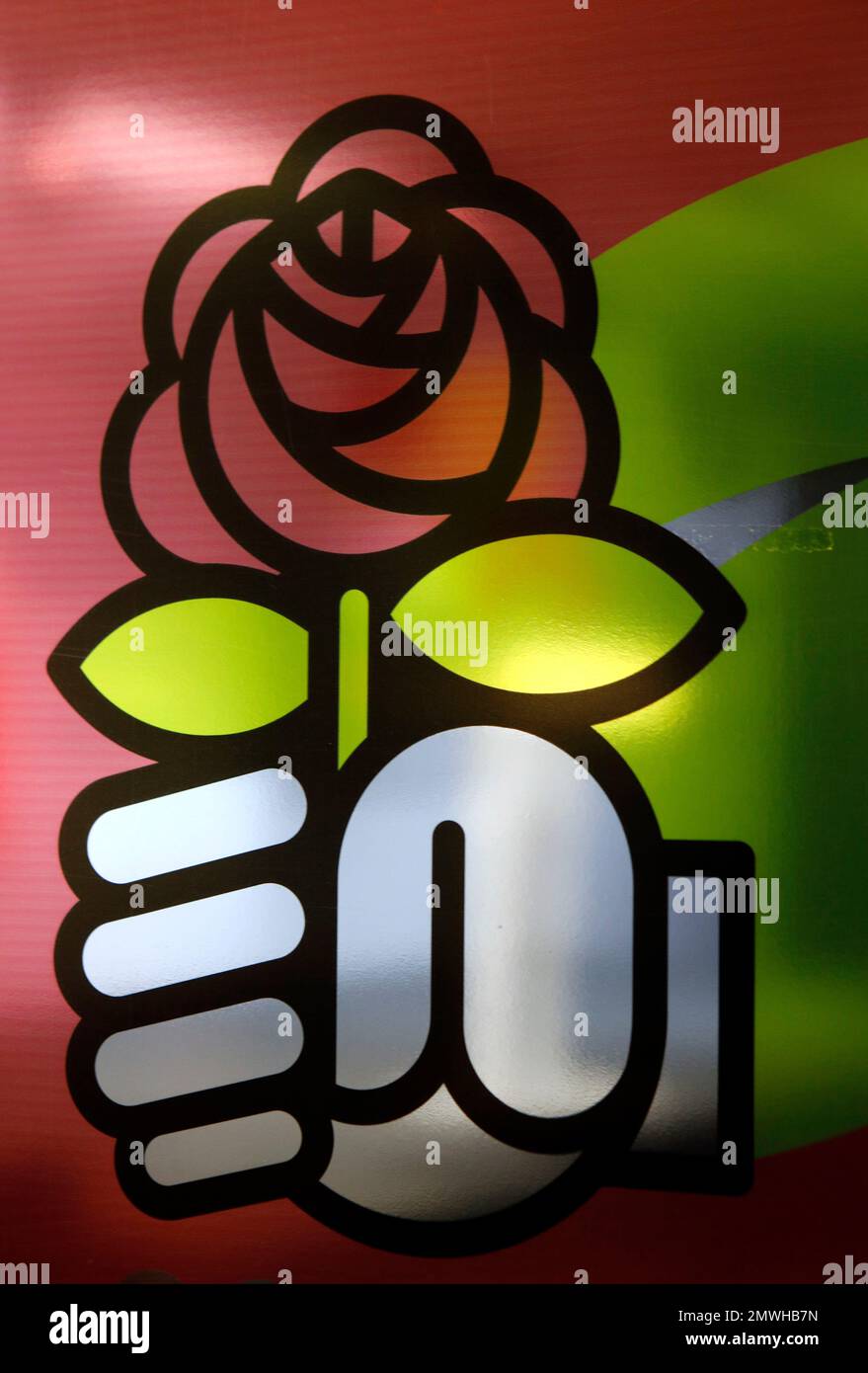 The logo of the Socialist Party is pictured at the party headquarters ...