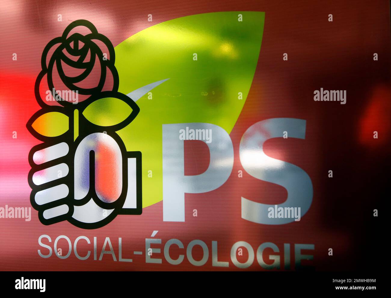 The logo of the Socialist Party is pictured at the party headquarters ...