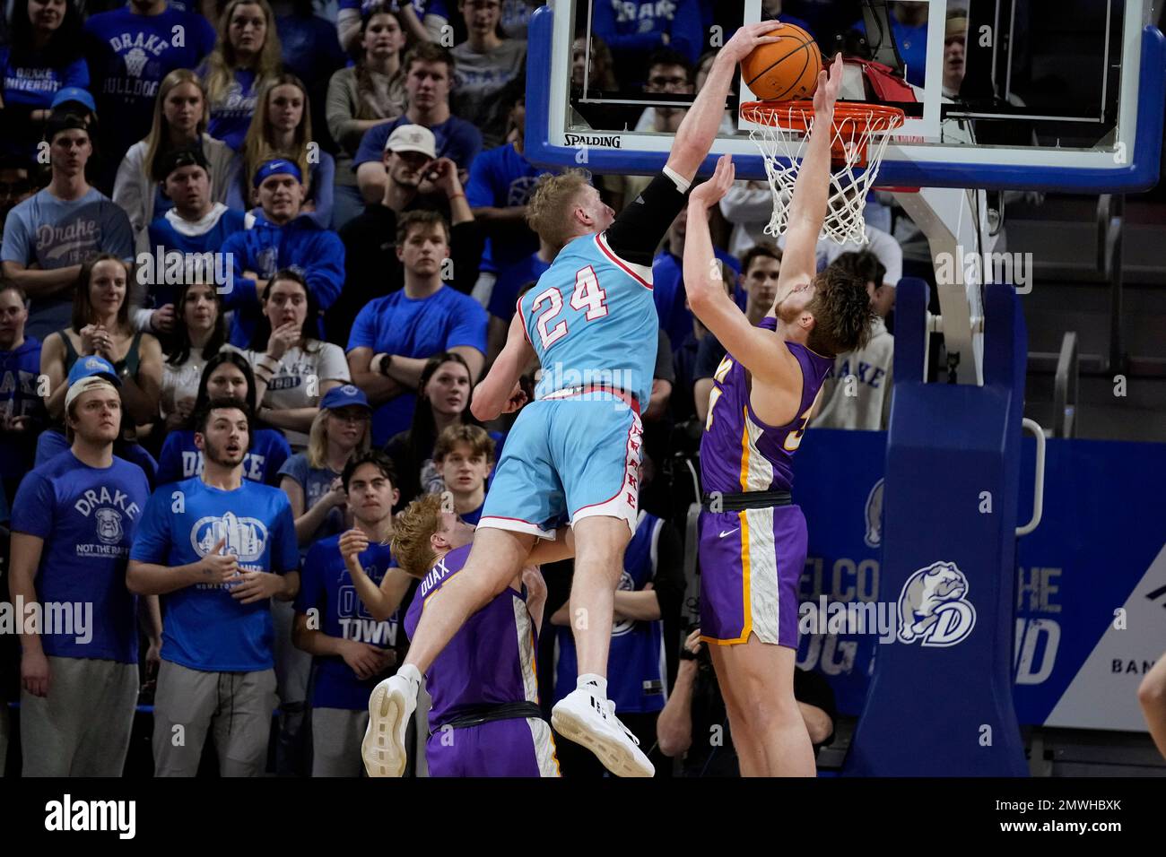 Drake forward Nate Ferguson (24) dunks the ball over Northern Iowa ...