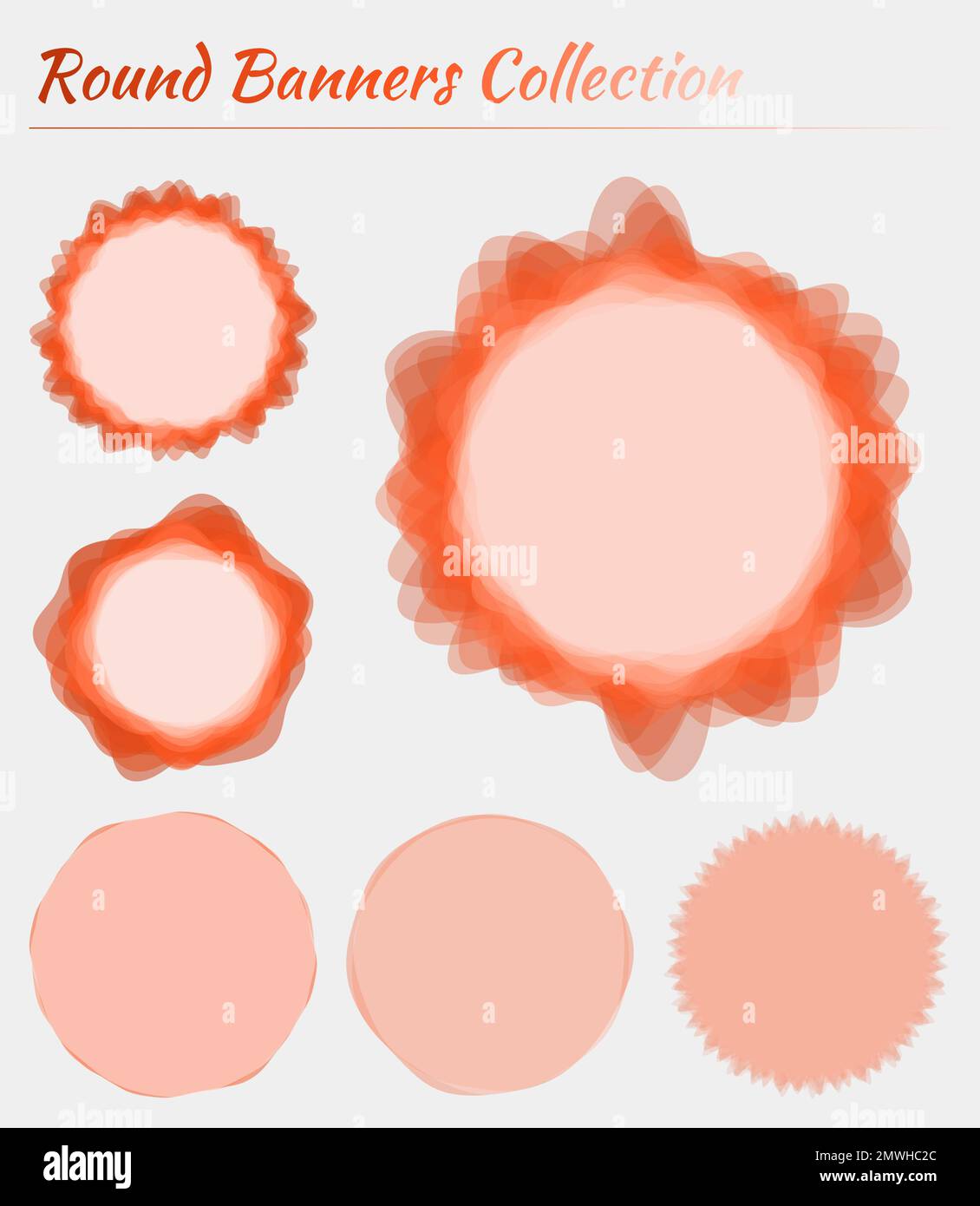 Collection of round shapes. Circular backgrounds in deep orange colors ...